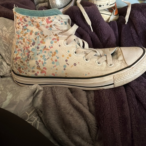 Converse | Shoes | White With Confetti Converse Hitops All Star Size 7 ...
